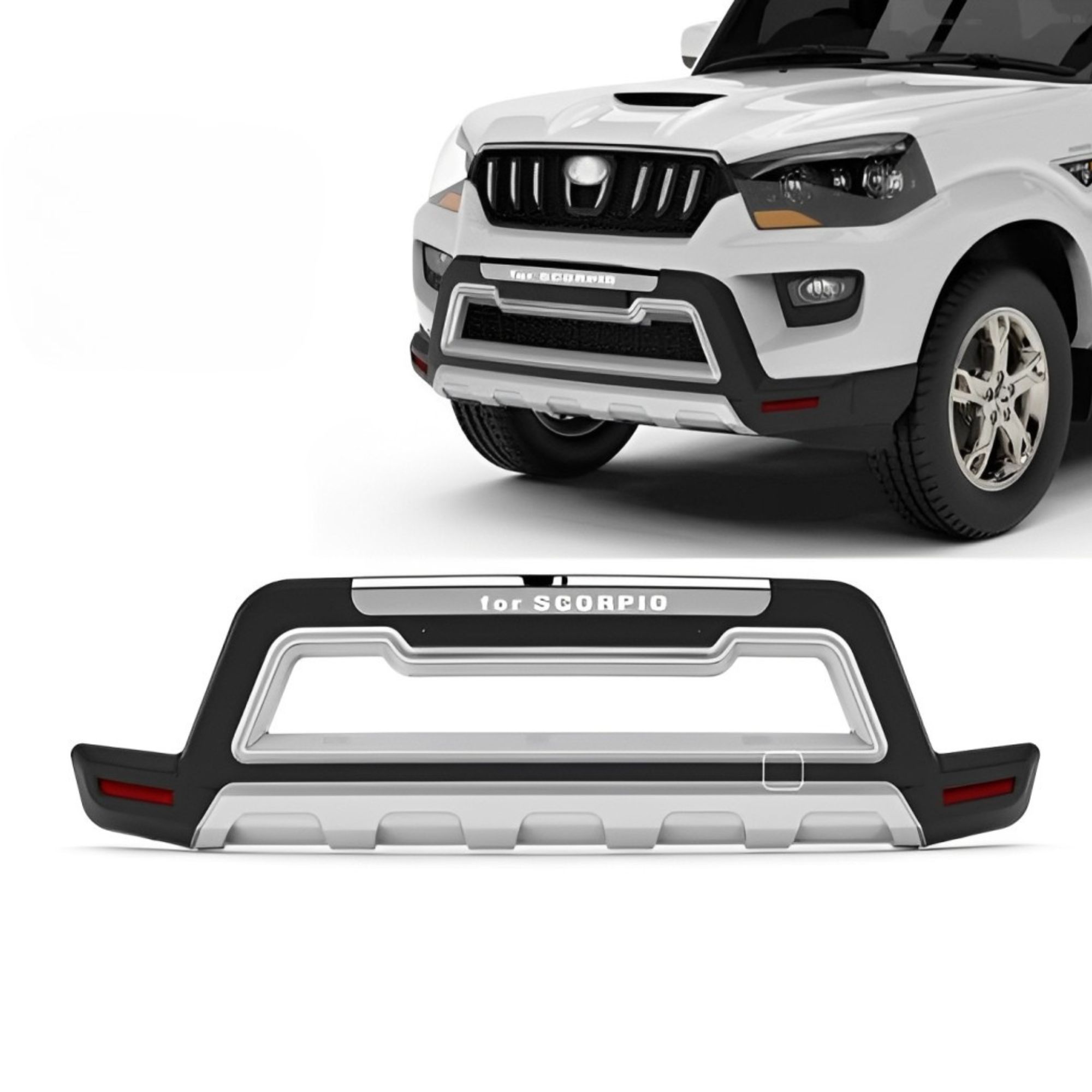 Mahindra Scorpio Front Bumper Addon Kit Diffuser ABS guard