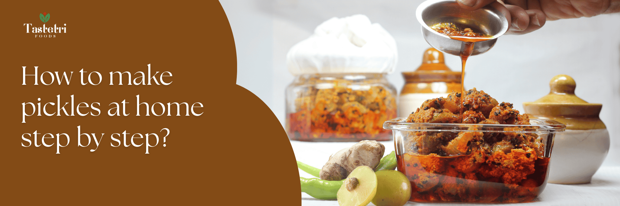 Homemade pickle preparation with spices and oil.